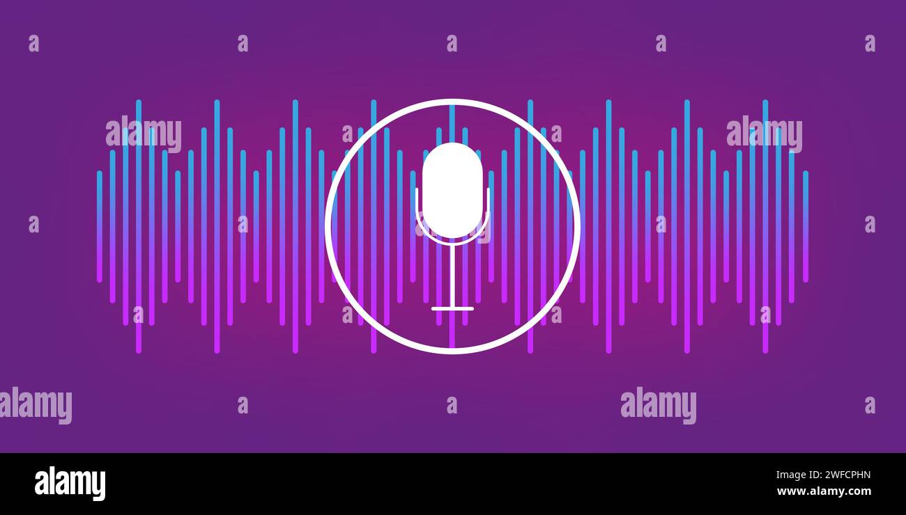 Sound wave microphone. Technology iot. Network connection background ...