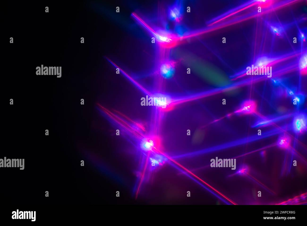 Blur neon light. Lens flare overlay. Bokeh fluorescent flash gleam ...