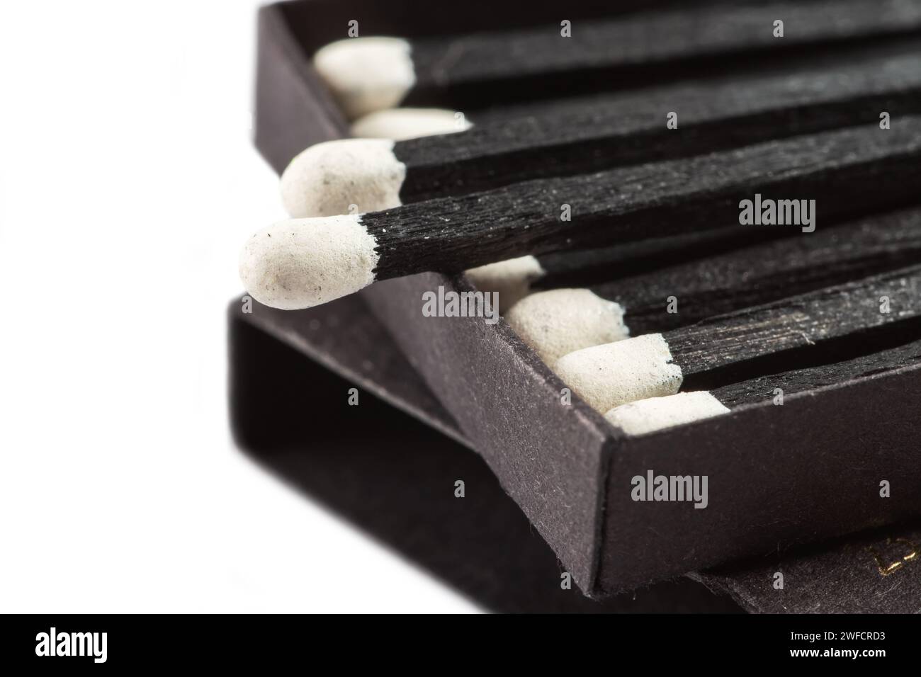 The stages of match burning on a white background. Safe match with red ...