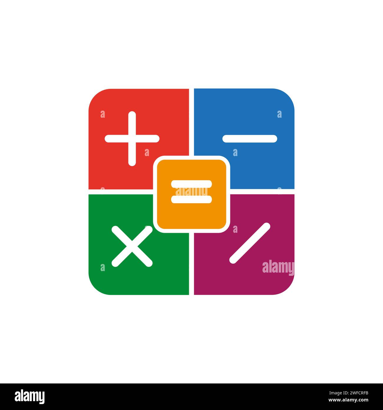 Mathematical signs colored squares. Vector illustration. stock image ...