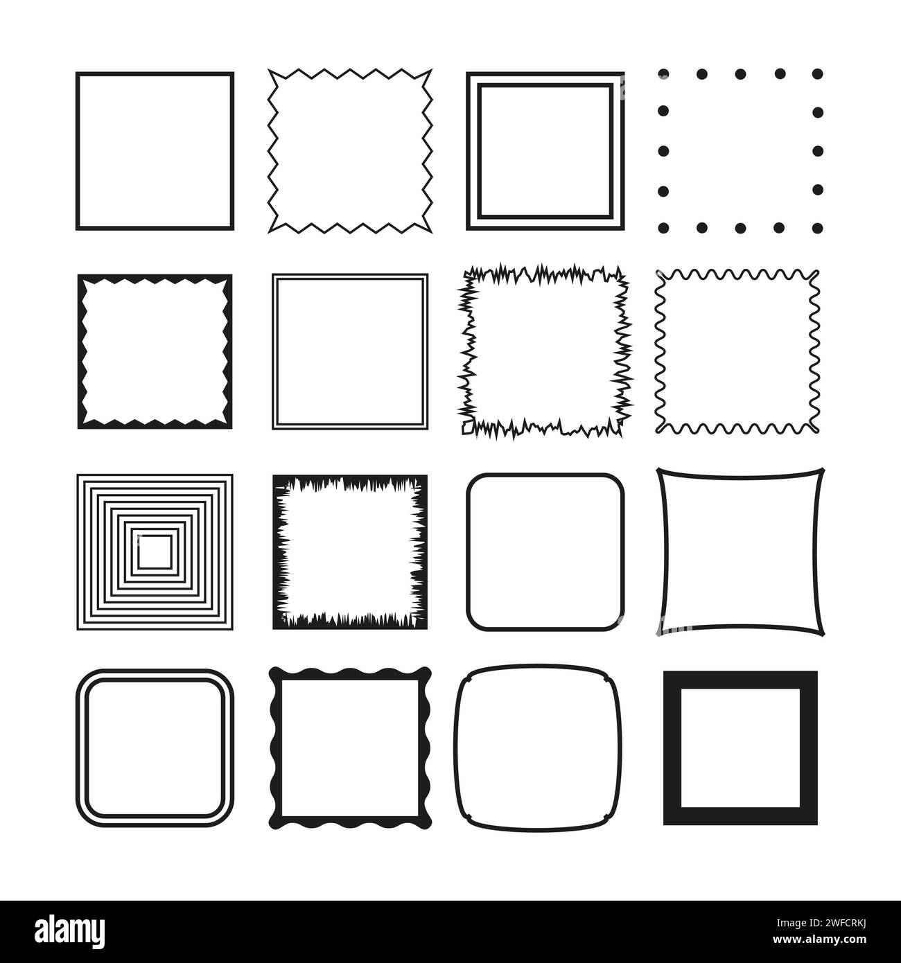 Retro frame. Hand drawn Square frame. Vector illustration. Stock image ...