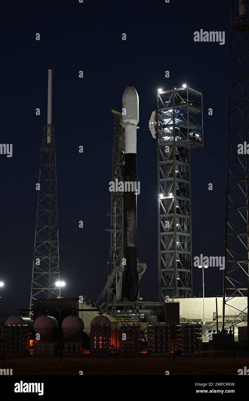 A SpaceX Falcon 9 rocket is prepared to launch the Northrup Grumman ...
