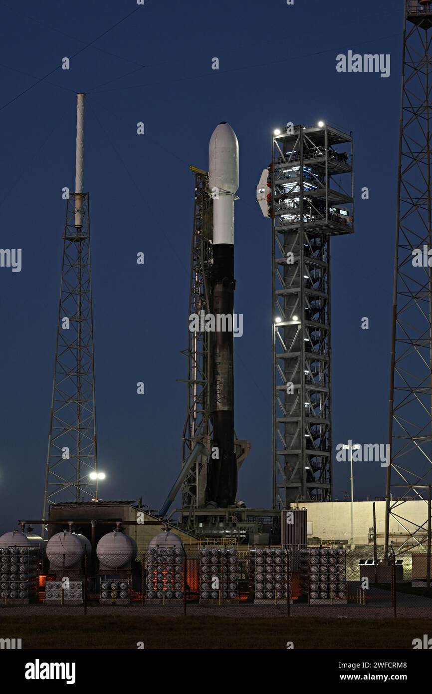 A SpaceX Falcon 9 rocket is prepared to launch the Northrup Grumman ...