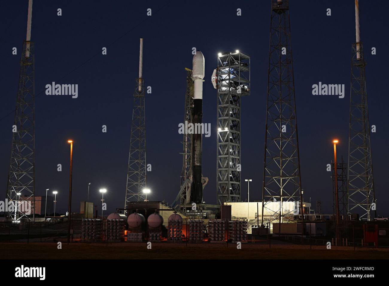 A SpaceX Falcon 9 rocket is prepared to launch the Northrup Grumman ...