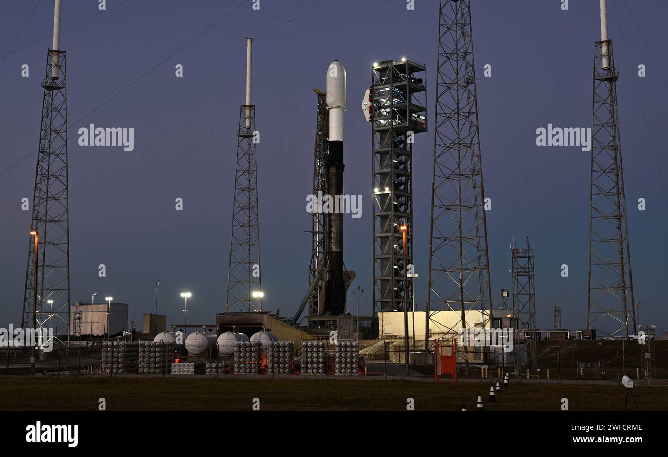 A SpaceX Falcon 9 rocket is prepared to launch the Northrup Grumman ...