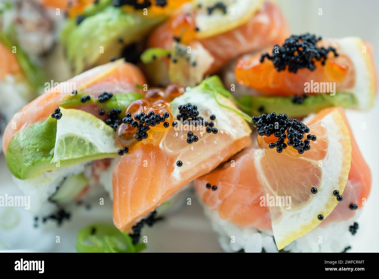 Close-up of takeout sushi rolls from Miso Phat Sushi, a popular sushi ...