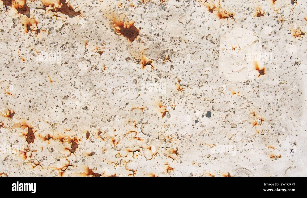 Rusted white painted metal wall. Rusty metal background with streaks of ...