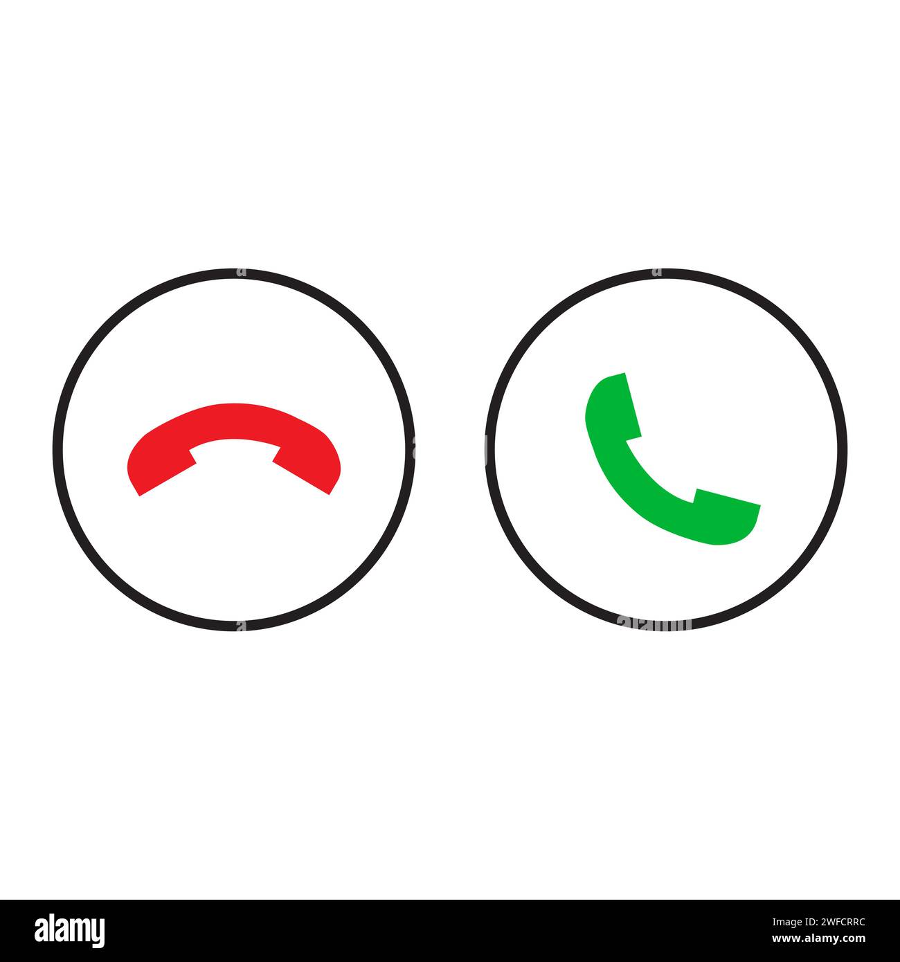 Phone handset green red. mobile device concept. Business circle. Call ...