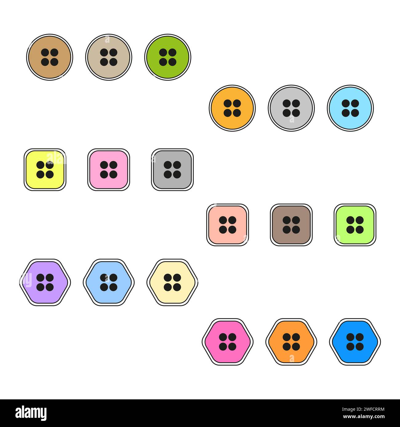 different buttons for clothes. Vector illustration. stock image. EPS 10 ...