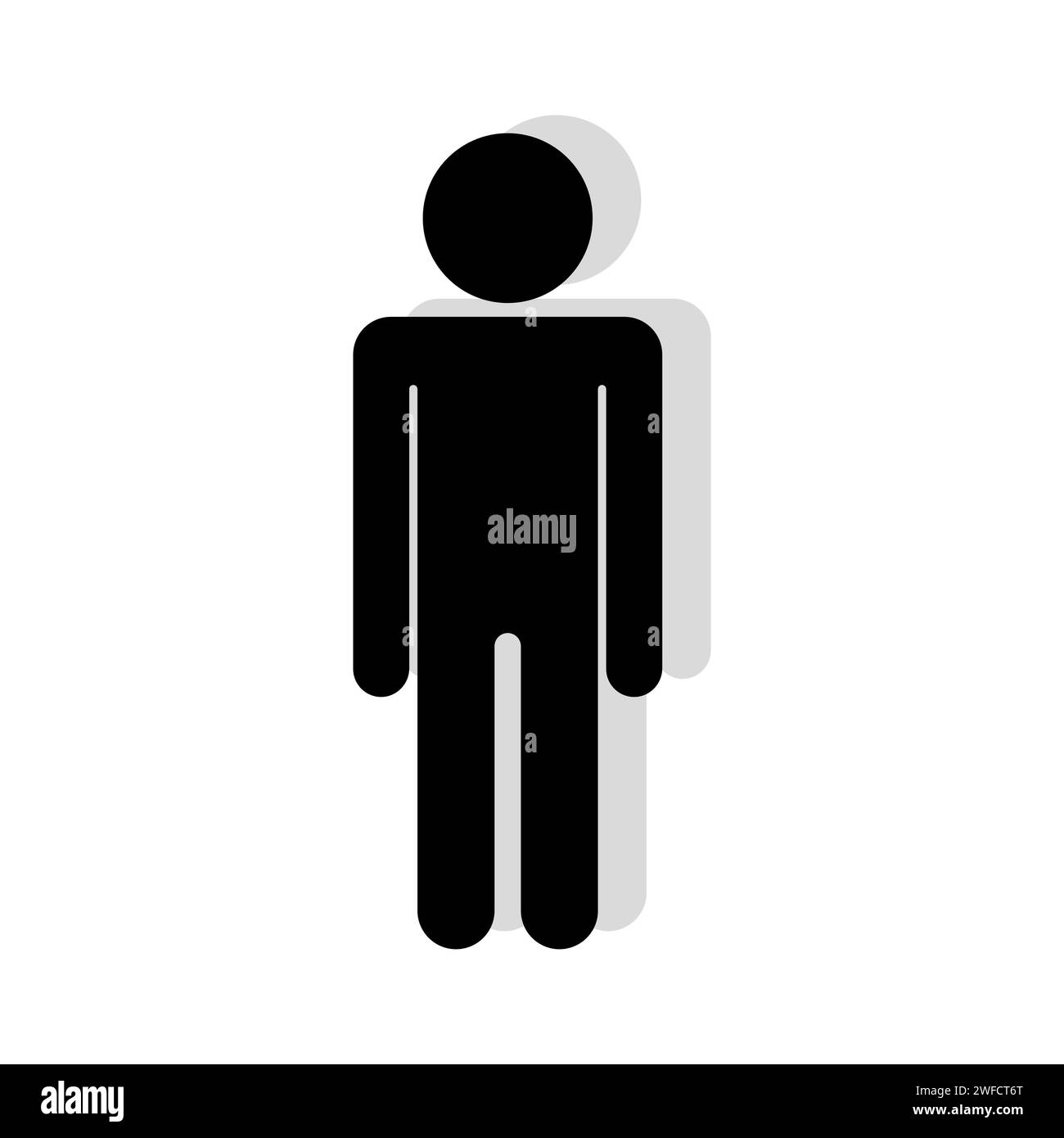 Paper art shadow man icon for web design. Contour symbol. Vector ...