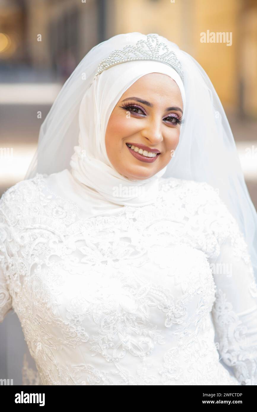 Bride alone happy outdoors hi-res stock photography and images - Alamy