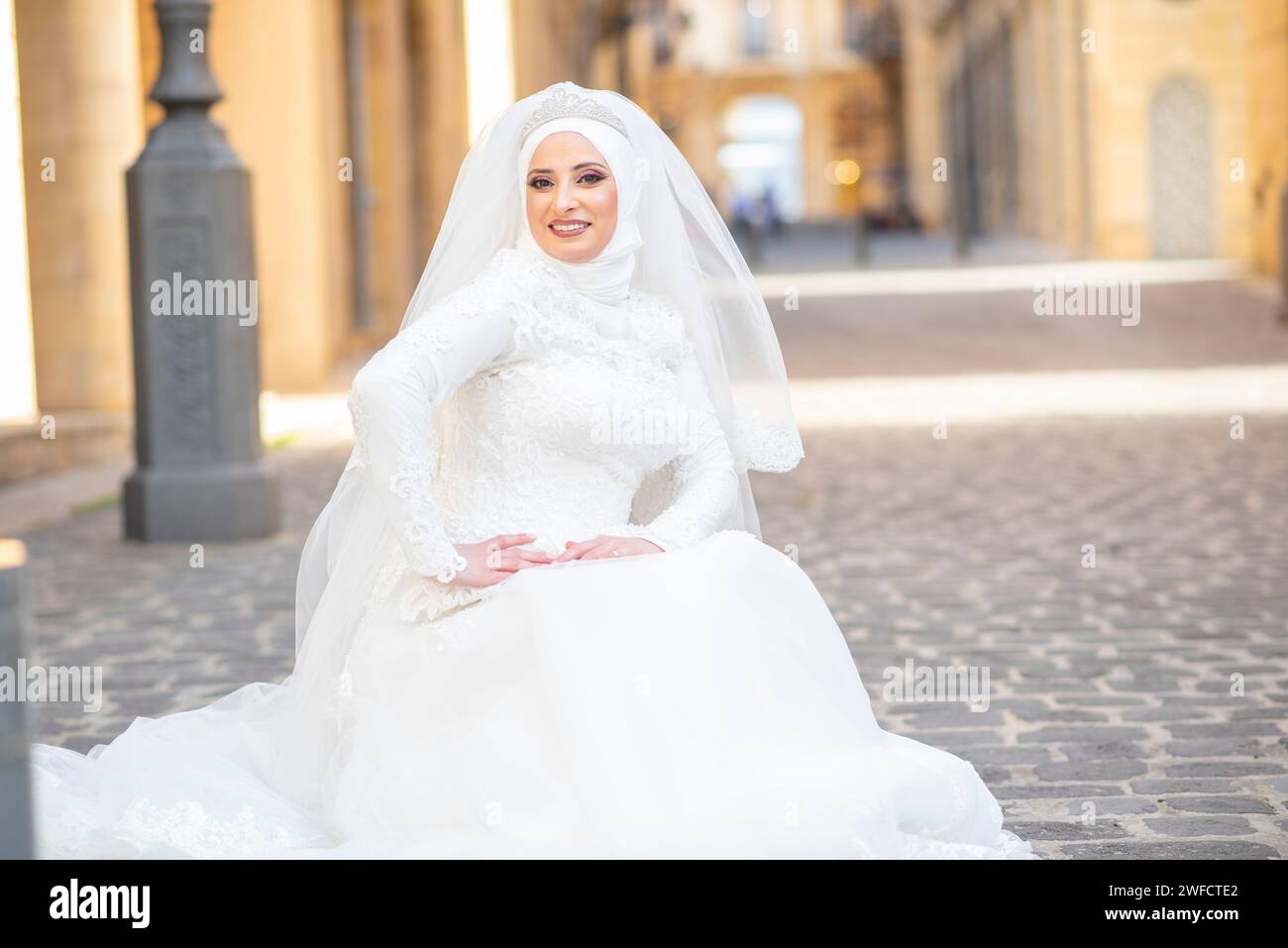 Beautiful Muslim bride outdoors Stock Photo - Alamy