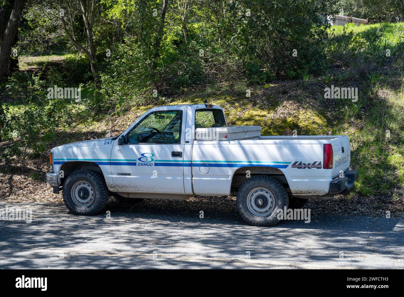 Side view of an East Bay Municipal Utility District (EBMUD) truck ...