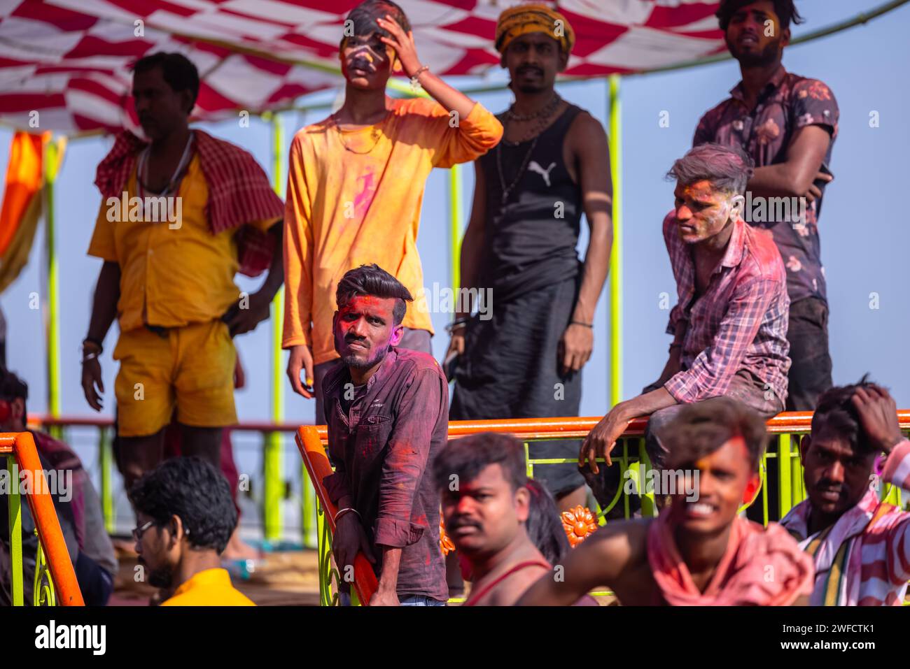Masan Holi, Group of unidentified people celebrating the festival of ...