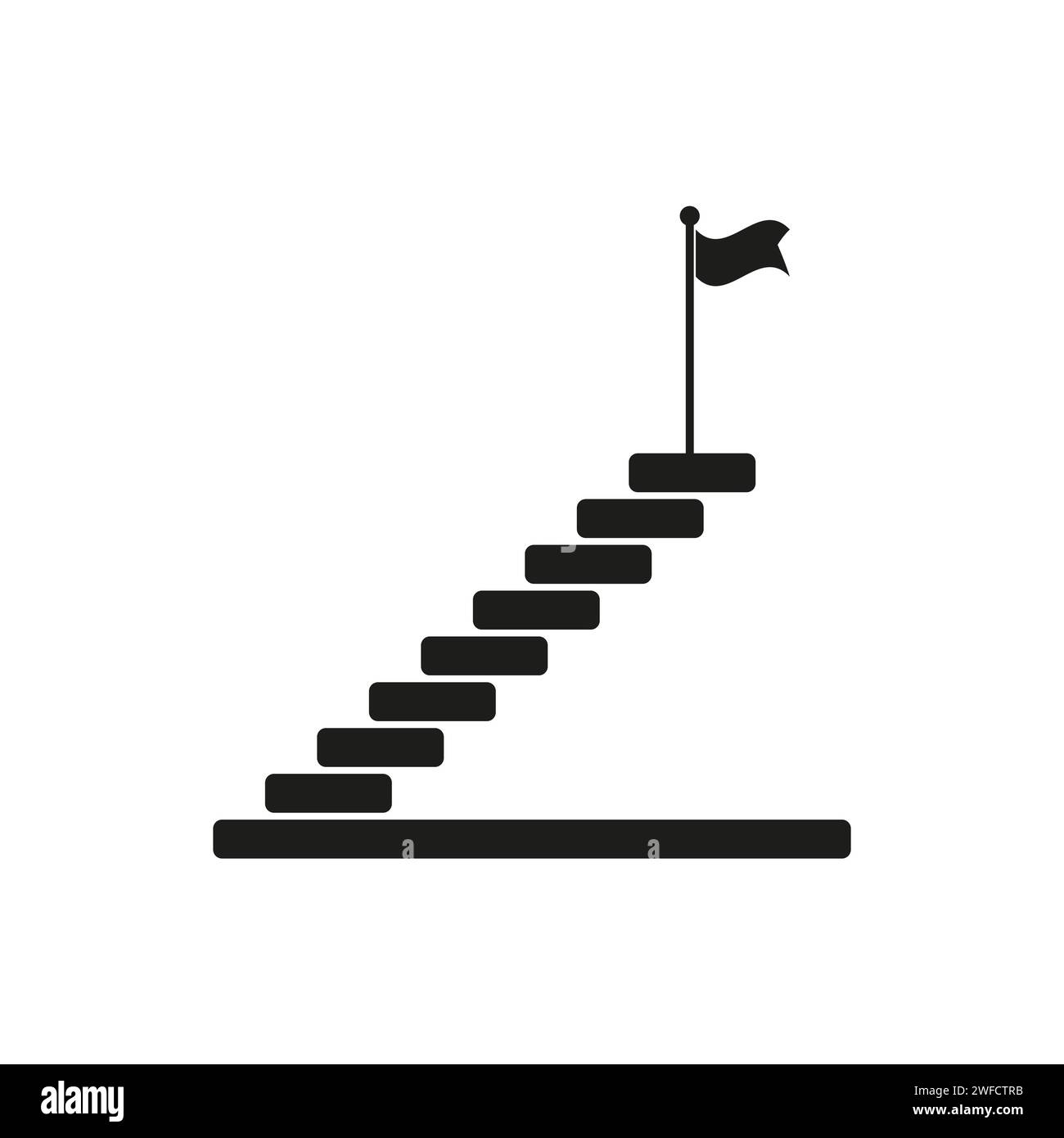 Flag on stairs icon. Business success strategy. Vector illustration ...