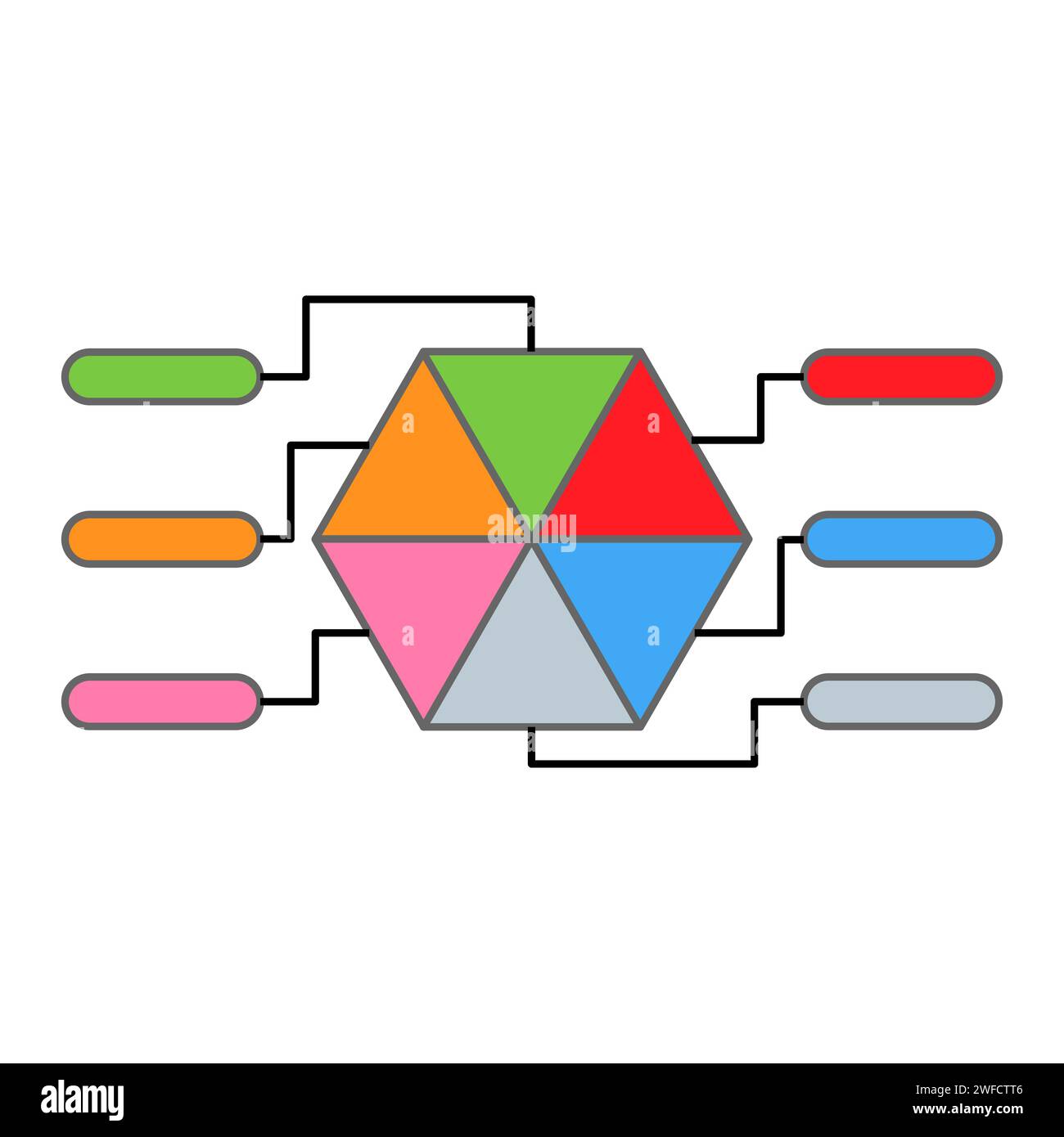 Colored hexagon graphic chart. Business startup concept. Data ...