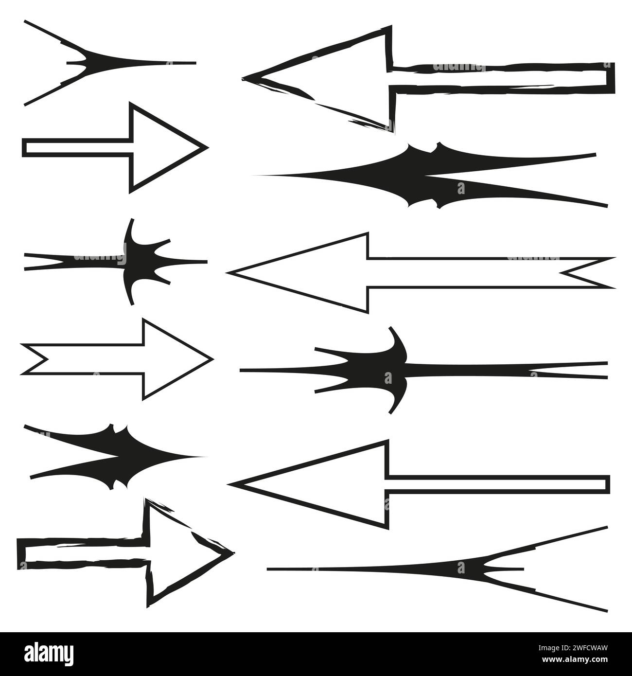 Brush arrows. Design template. Ink paint brush stain. Vector ...