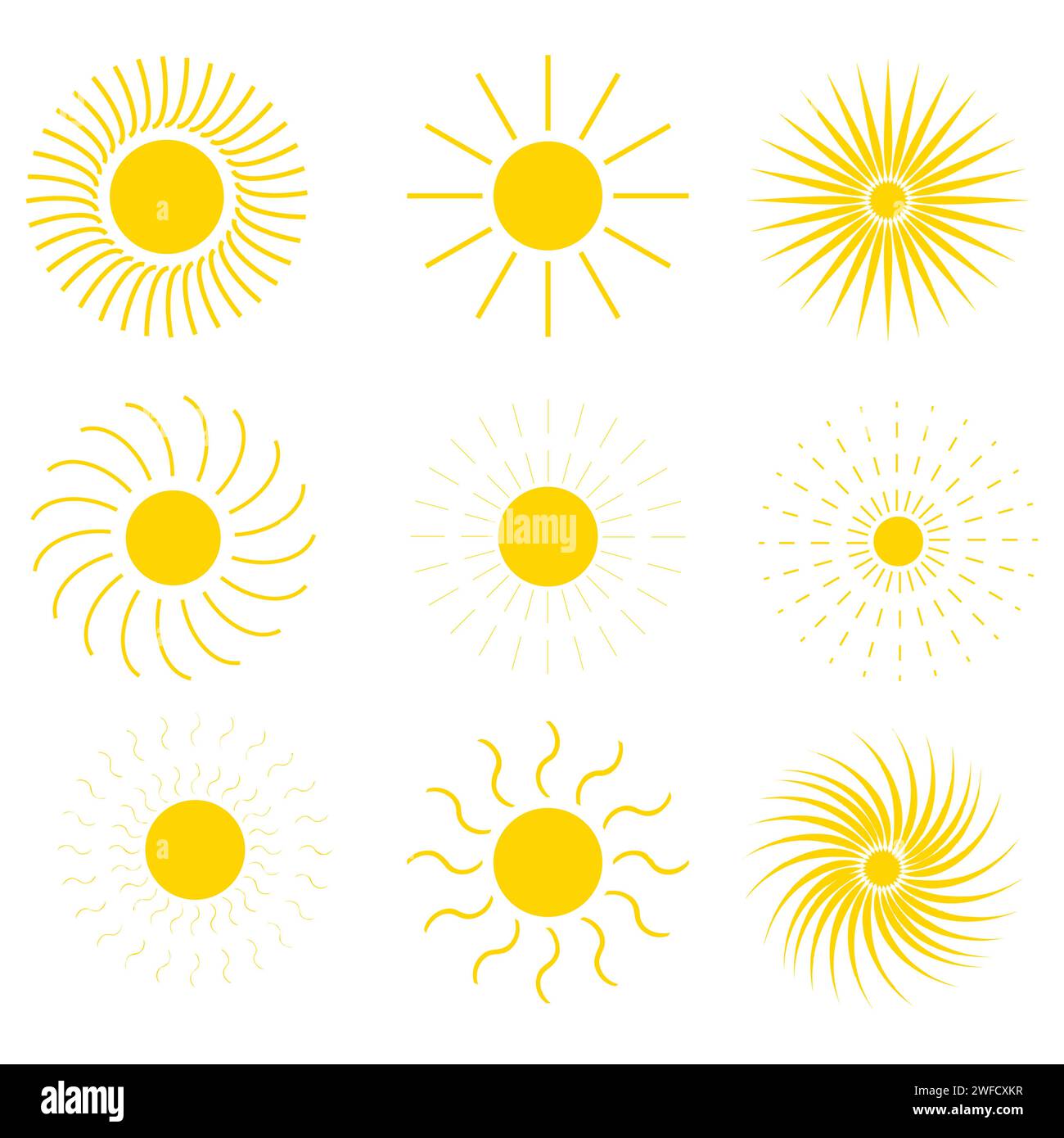 Yellow set sun. Hot weather symbol. Design element. Vector illustration ...