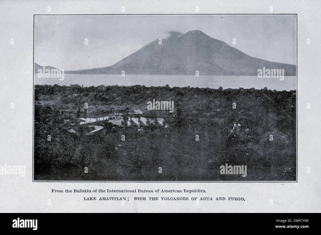 LAKE AMATITLAN; WITH THE VOLCANOES OF AGUA AND FUEGO Stock Photo - Alamy