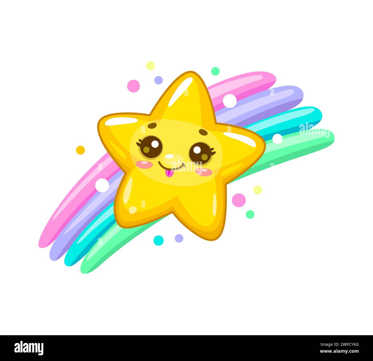Cartoon cute kawaii star and twinkle personage character gleefully ...
