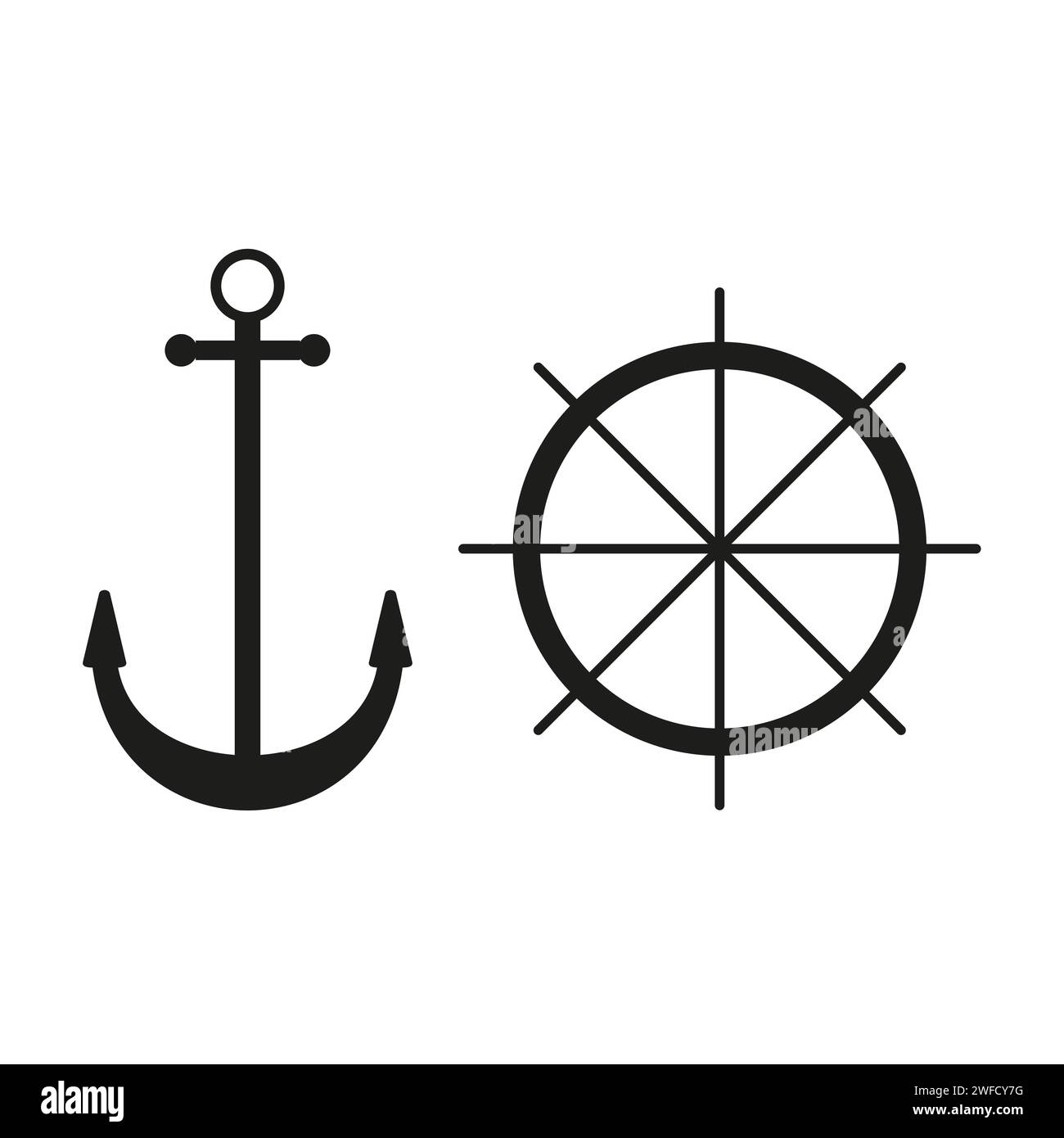 Sketch anchor helm icons. Vector illustration. stock image. EPS 10 ...