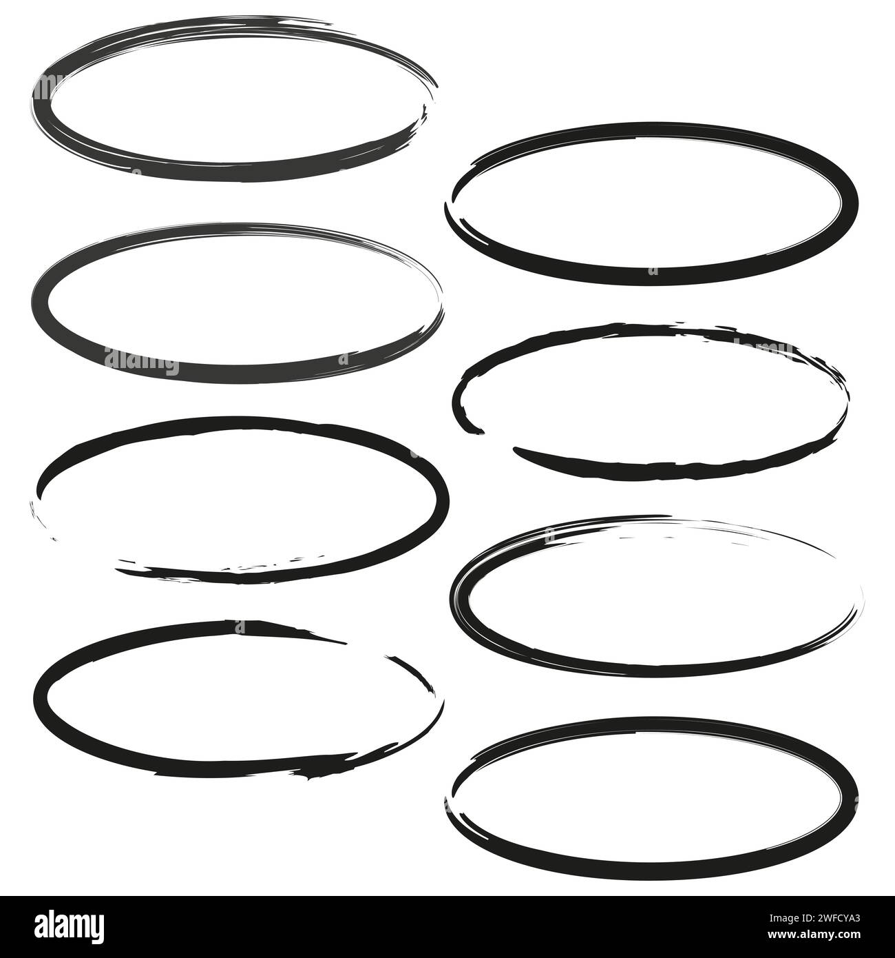 black brush ovals. Brush texture. Edge frame. Vector illustration ...