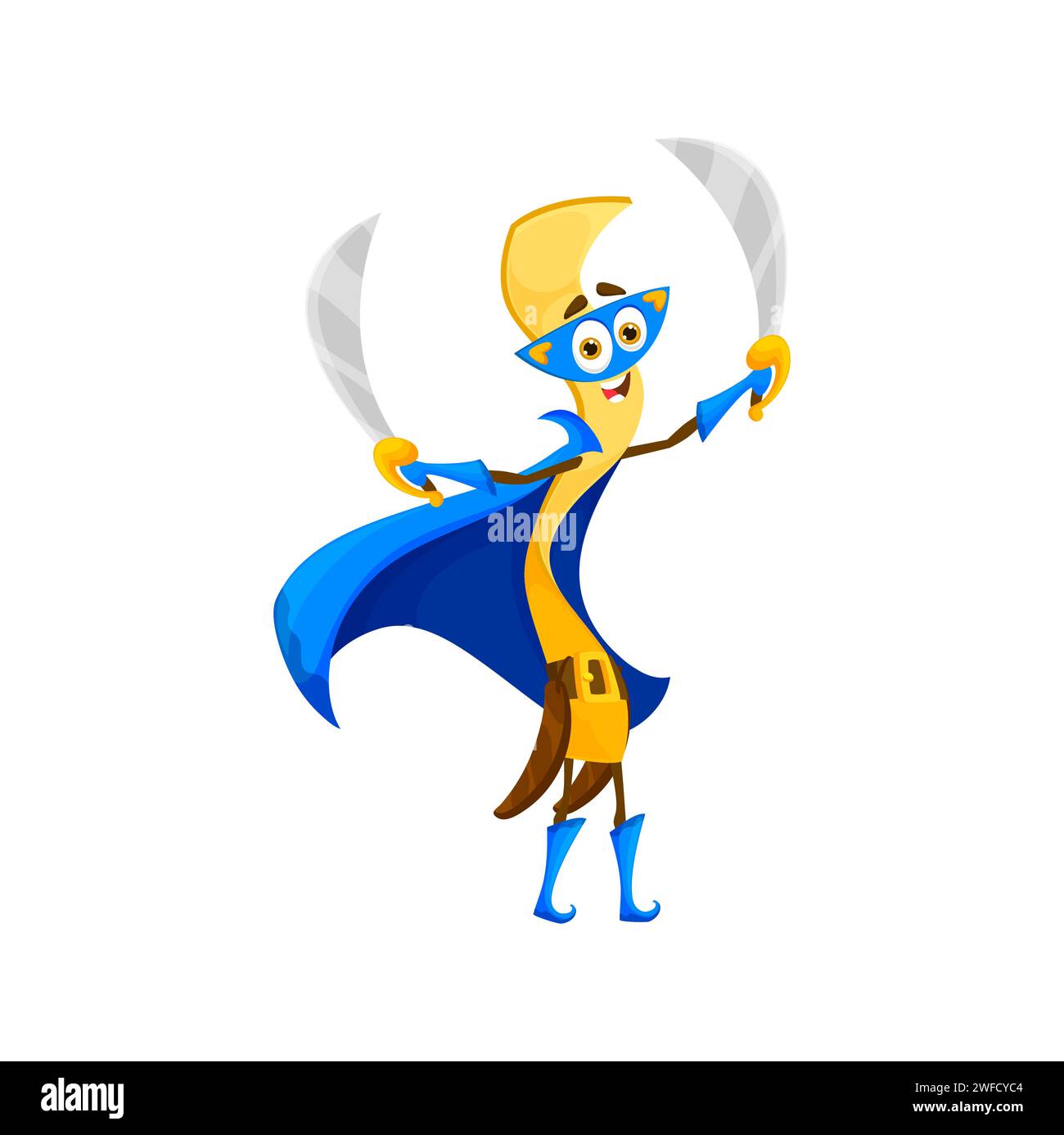 Cartoon fettuccine italian pasta superhero character. Isolated vector ...