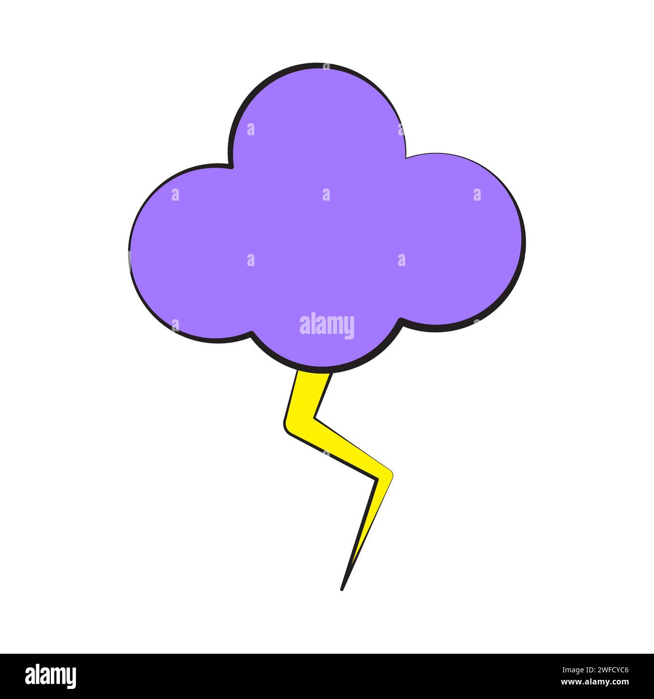 Cartoon cloud lightning in cartoon style. Funny design element. Vector ...