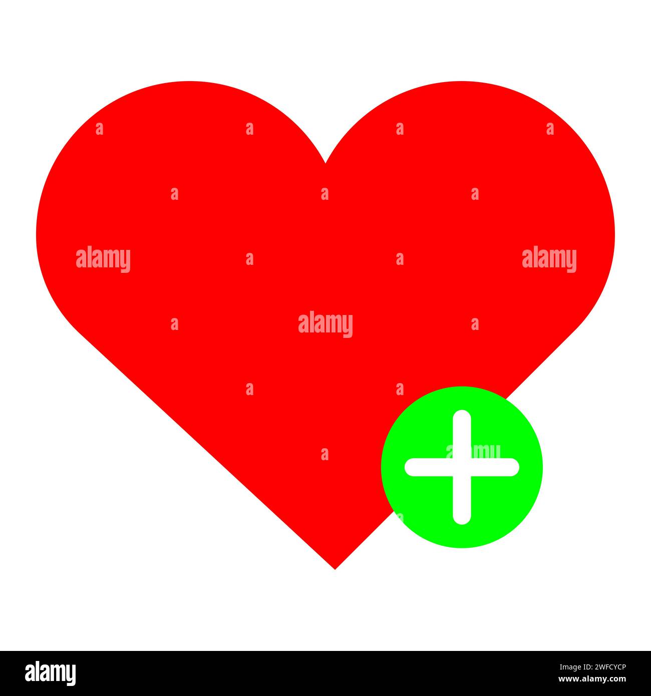 Heart with plus sign. Red and green element. Hospital sign. Medical ...