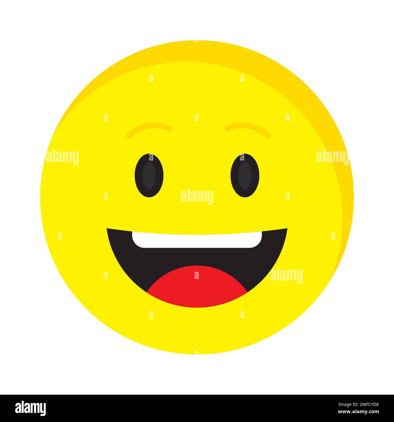 Smile icon. Realistic yellow character. Emoji face. Vector illustration ...