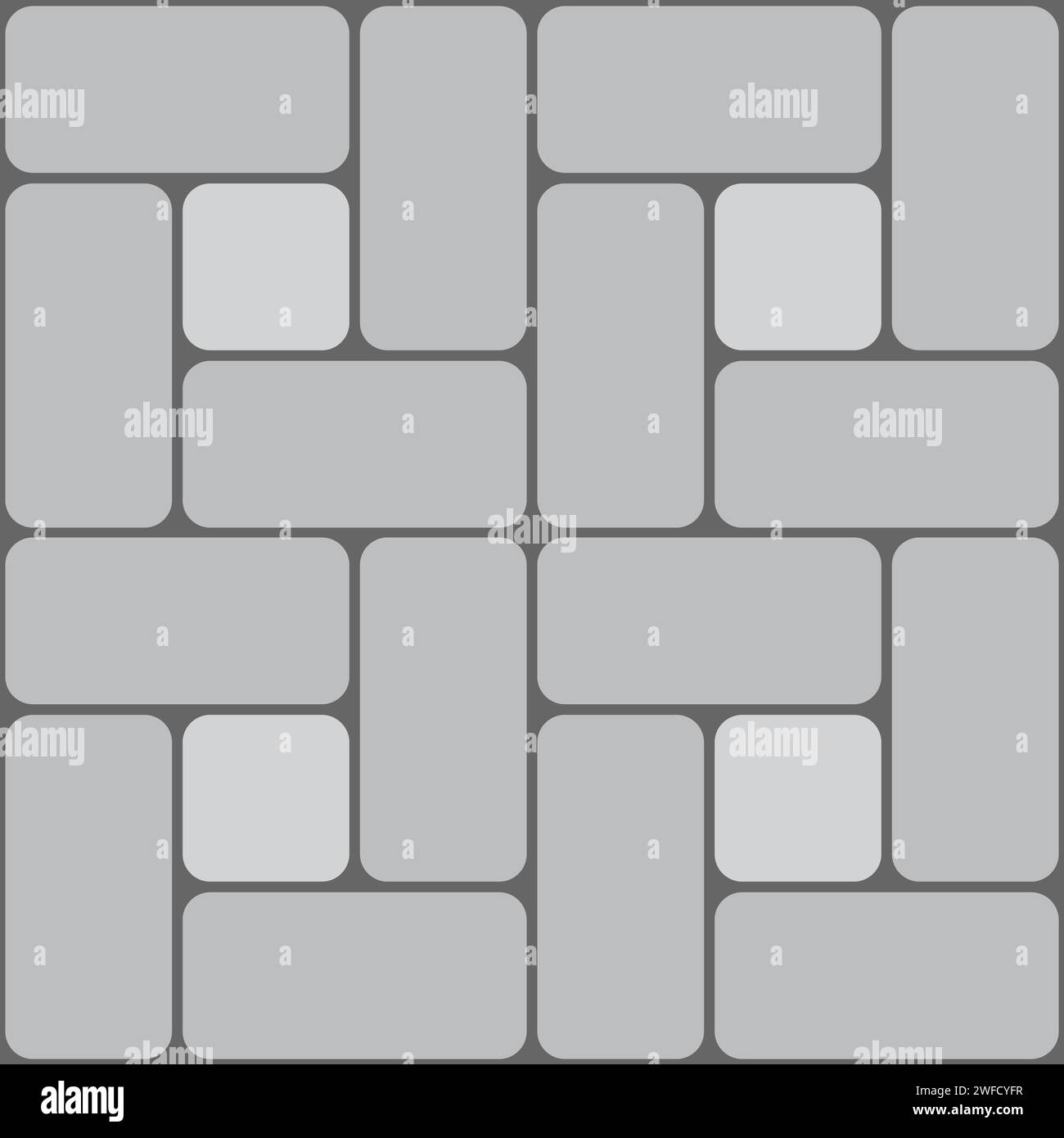Pavement bricks and cobblestone, parquet paving pattern for garden sidewalk. Vector top view of ...
