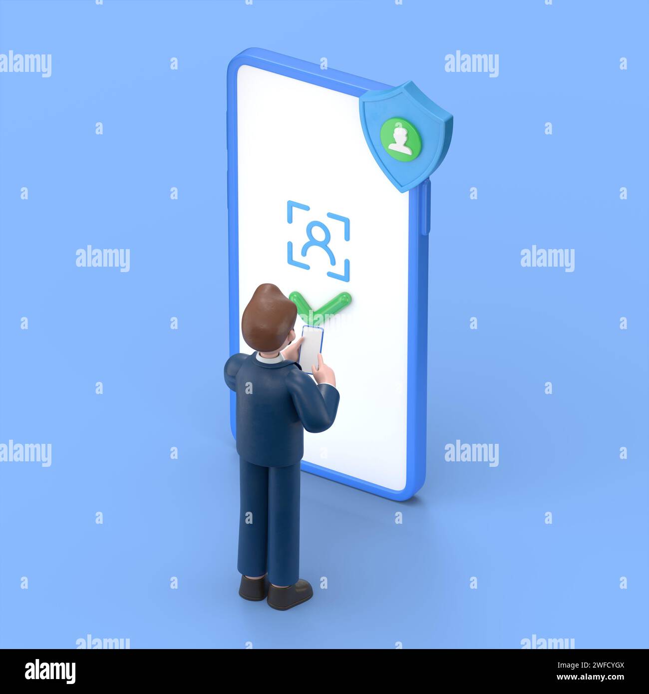 Face recognition concept design. Can use for web banner, infographics, hero images. Flat ...