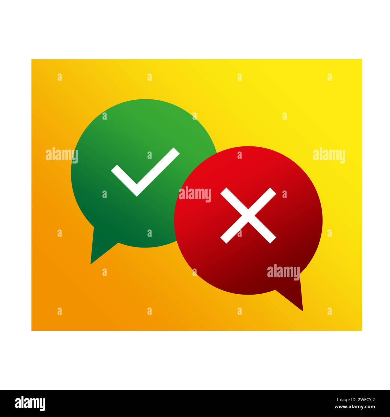 messages tick cross. Speak icon. Answer question sign. Vector ...