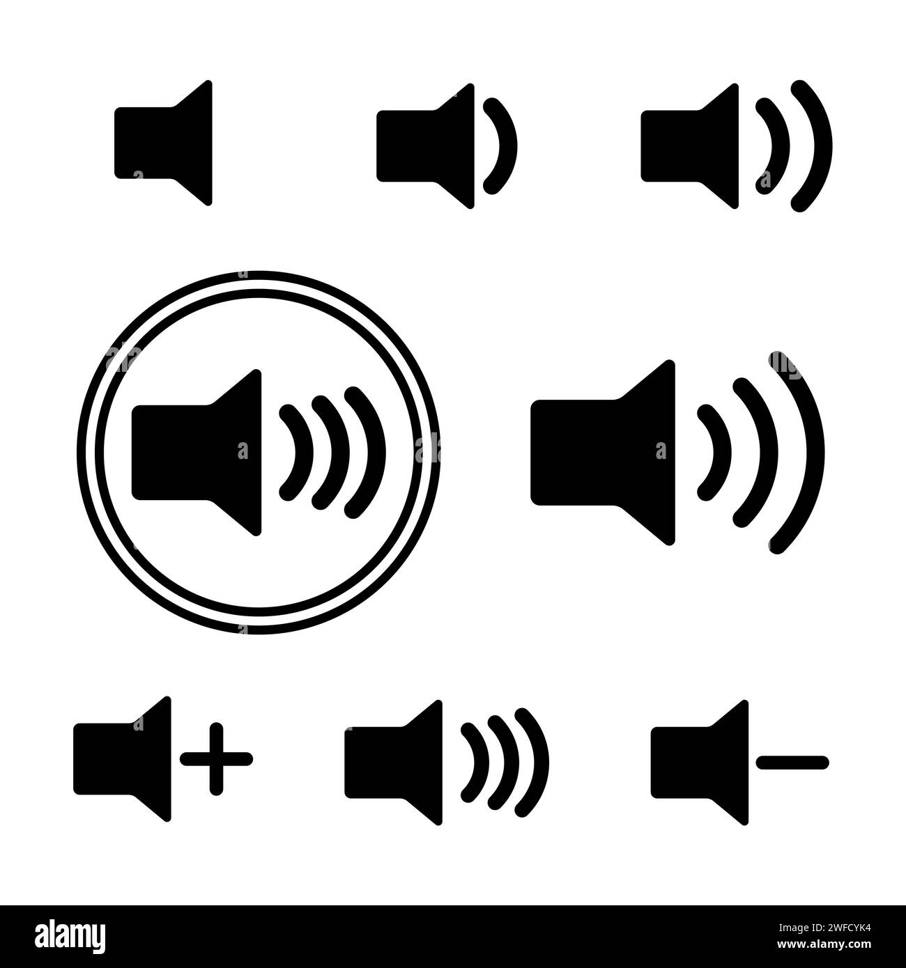 Sound icons. Computer interface. Icon set. Megaphone speaker. Vector ... Sound icons. Computer interface. Icon set. Megaphone speaker. Vector ...