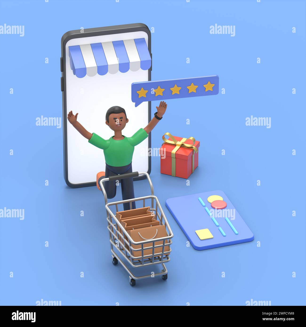 E-shop, shopping concept with characters. Commercial checkout pay ...