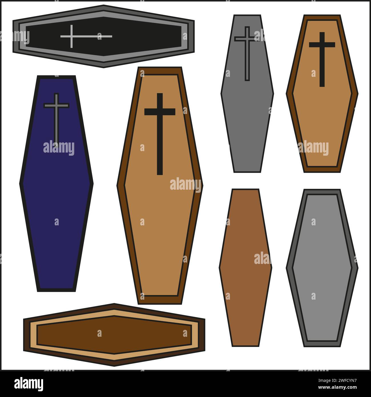 Coffins in flat style. Vector illustration. stock image. EPS 10 Stock ...