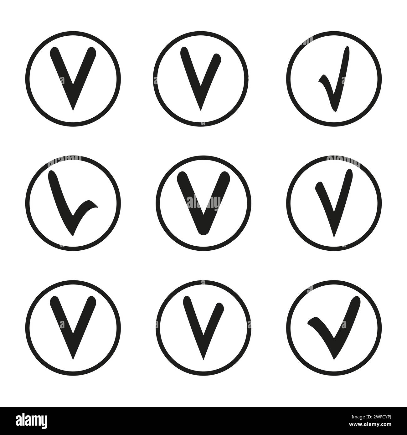 Black check mark icons. White background. Vector illustration. stock ...
