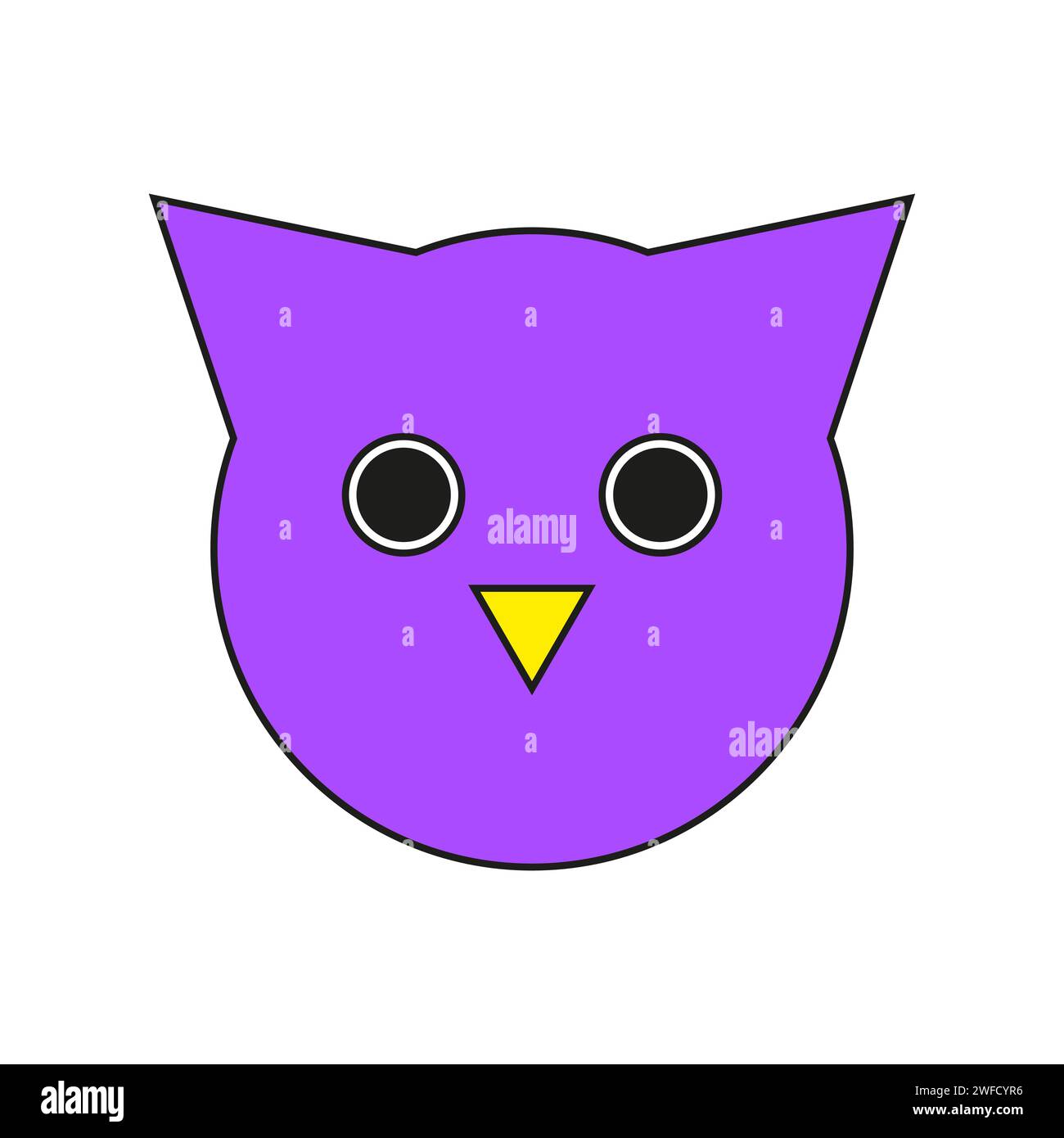 Purple owl on white background. Funny cartoon character. Vector ...
