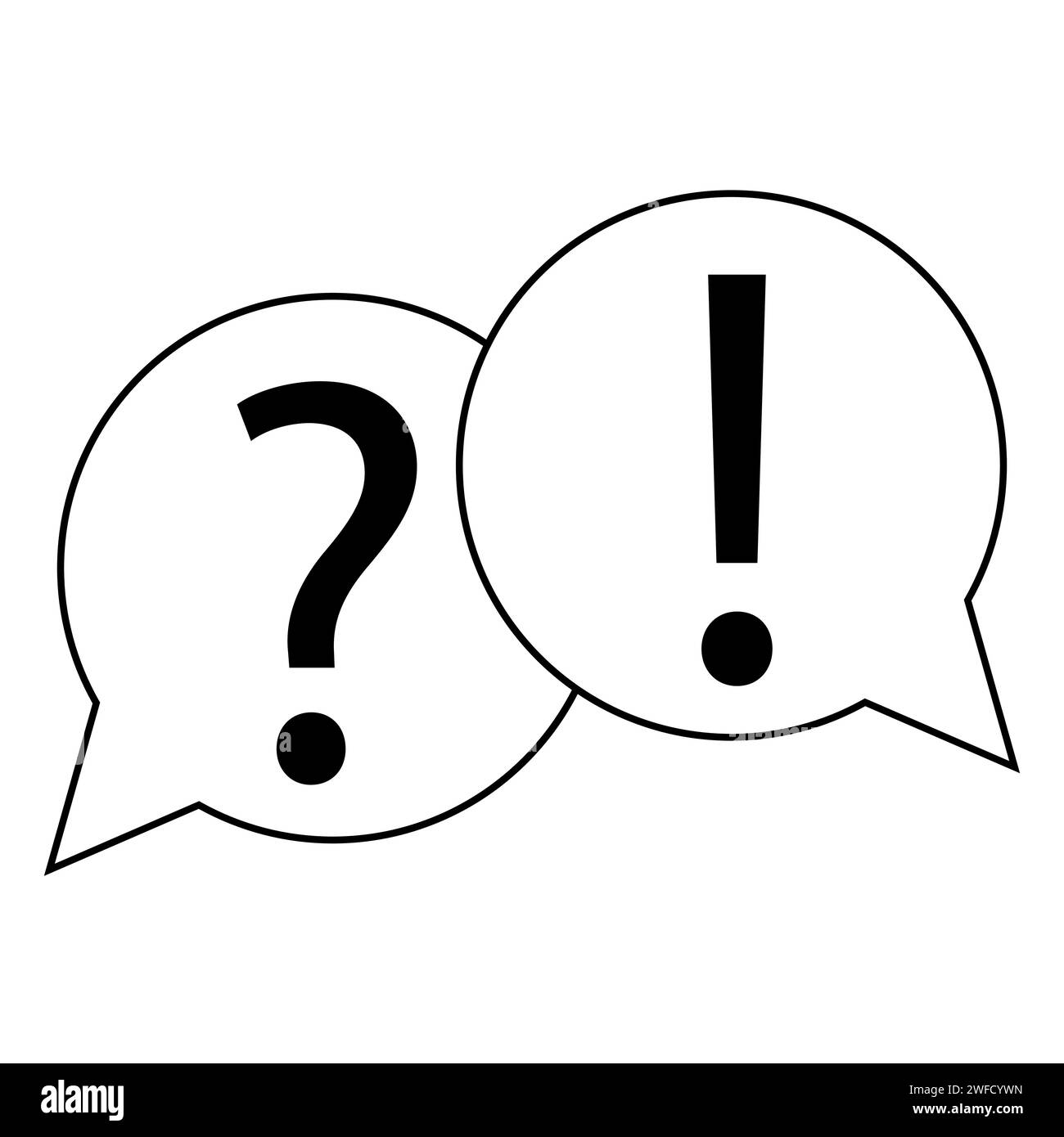Question and exclamation sign. Speech bubble. Outline shape. Answer and ...