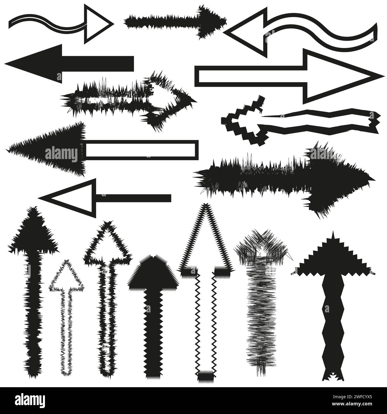 Brush arrows. Watercolor brush texture. Ink paint brush stain. Vector ...