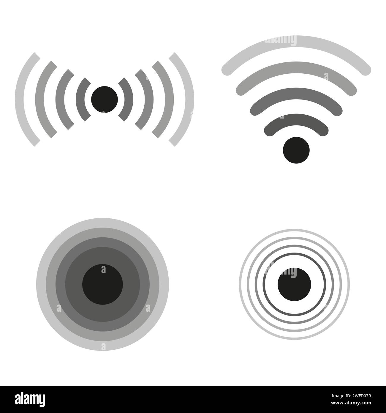 Black radio signal icon. Digital technology background. Vector ...