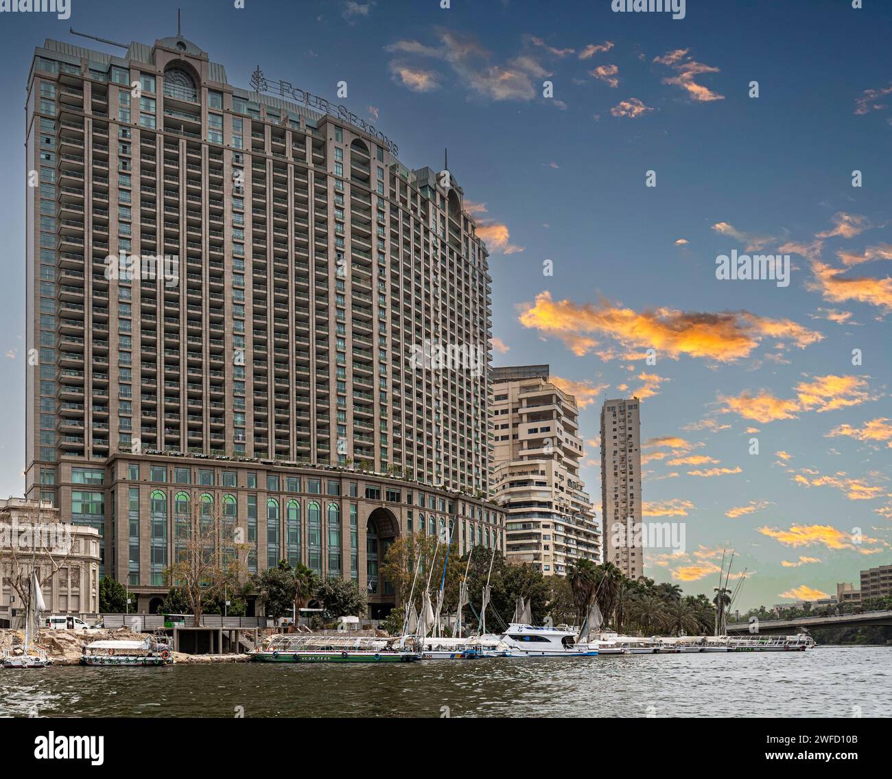 CAIRO, EGYPT - APRIL 26, 2022: View from the Nile river with Four ...