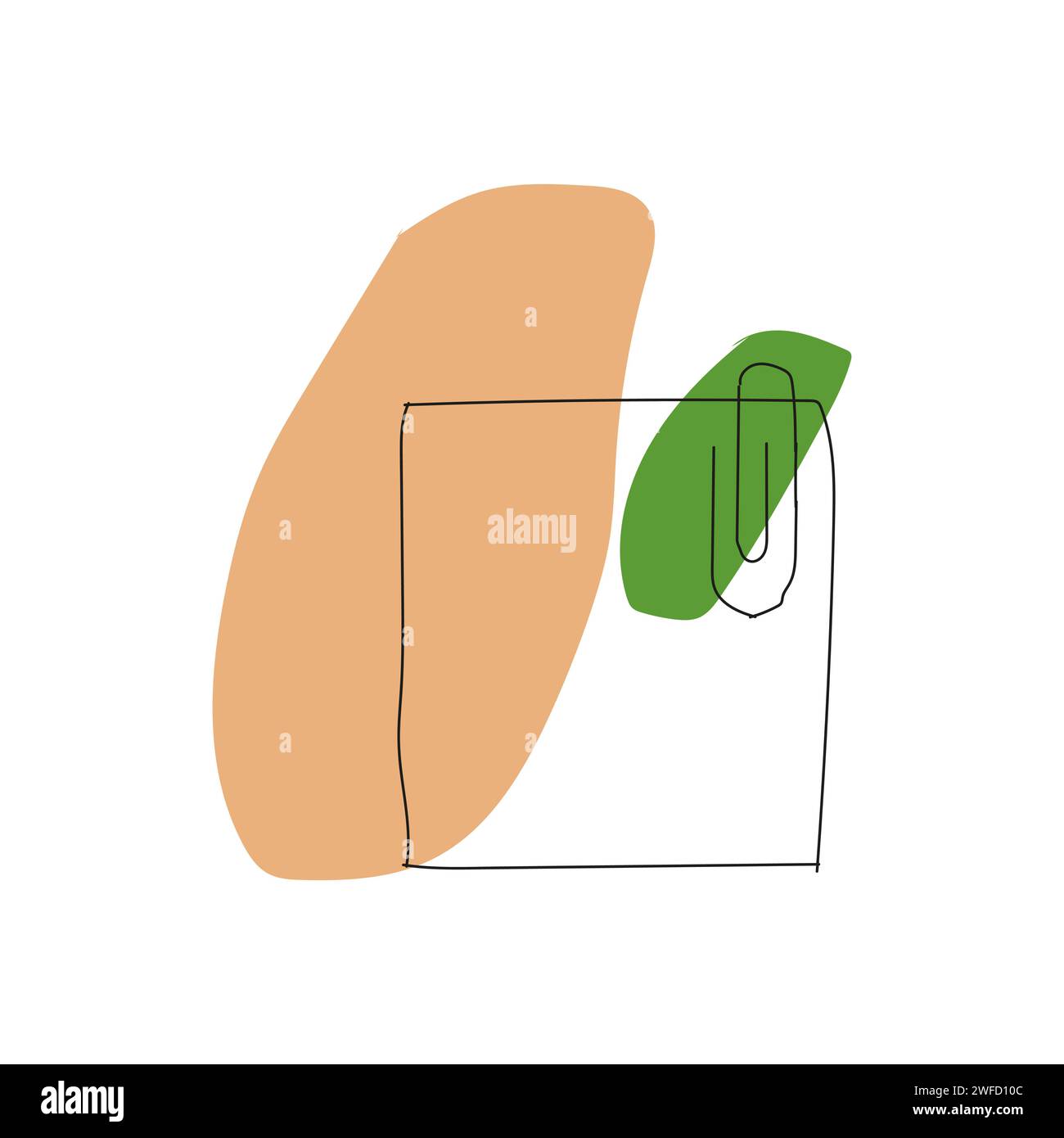 Line art card with paper clip line spot. Card on light background. Line ...