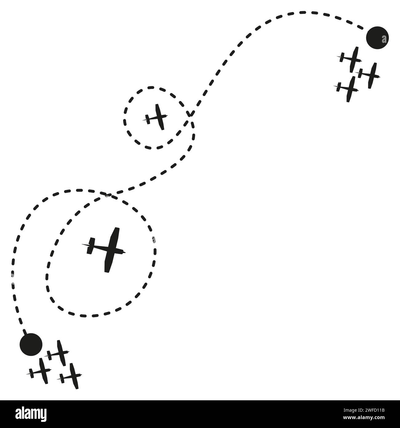 Planes way. Road trip.symbol. Travel transport concept. Airplane fly ...