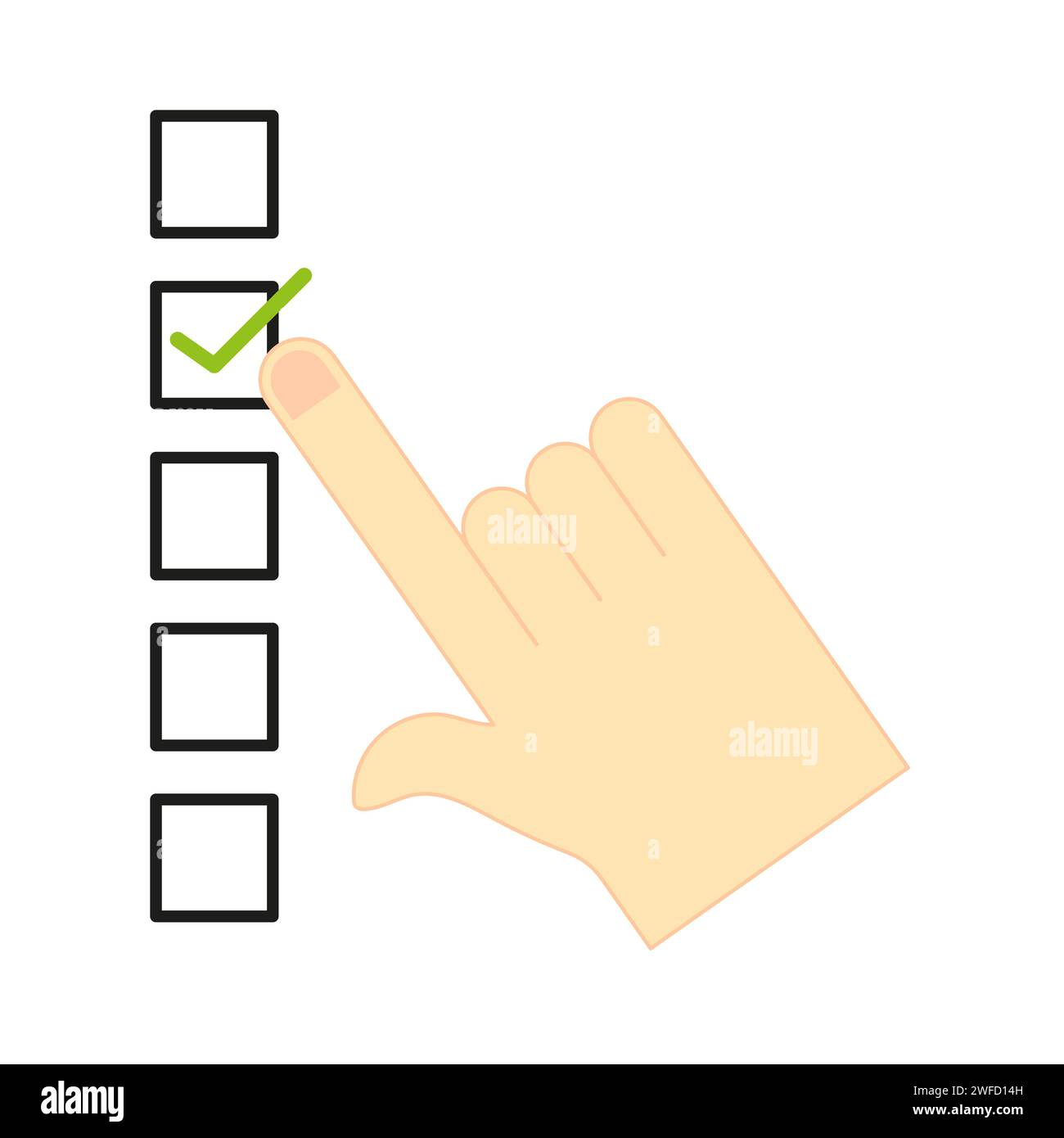 hand check box mark. Business concept. Exam checklist icon. Vector ...
