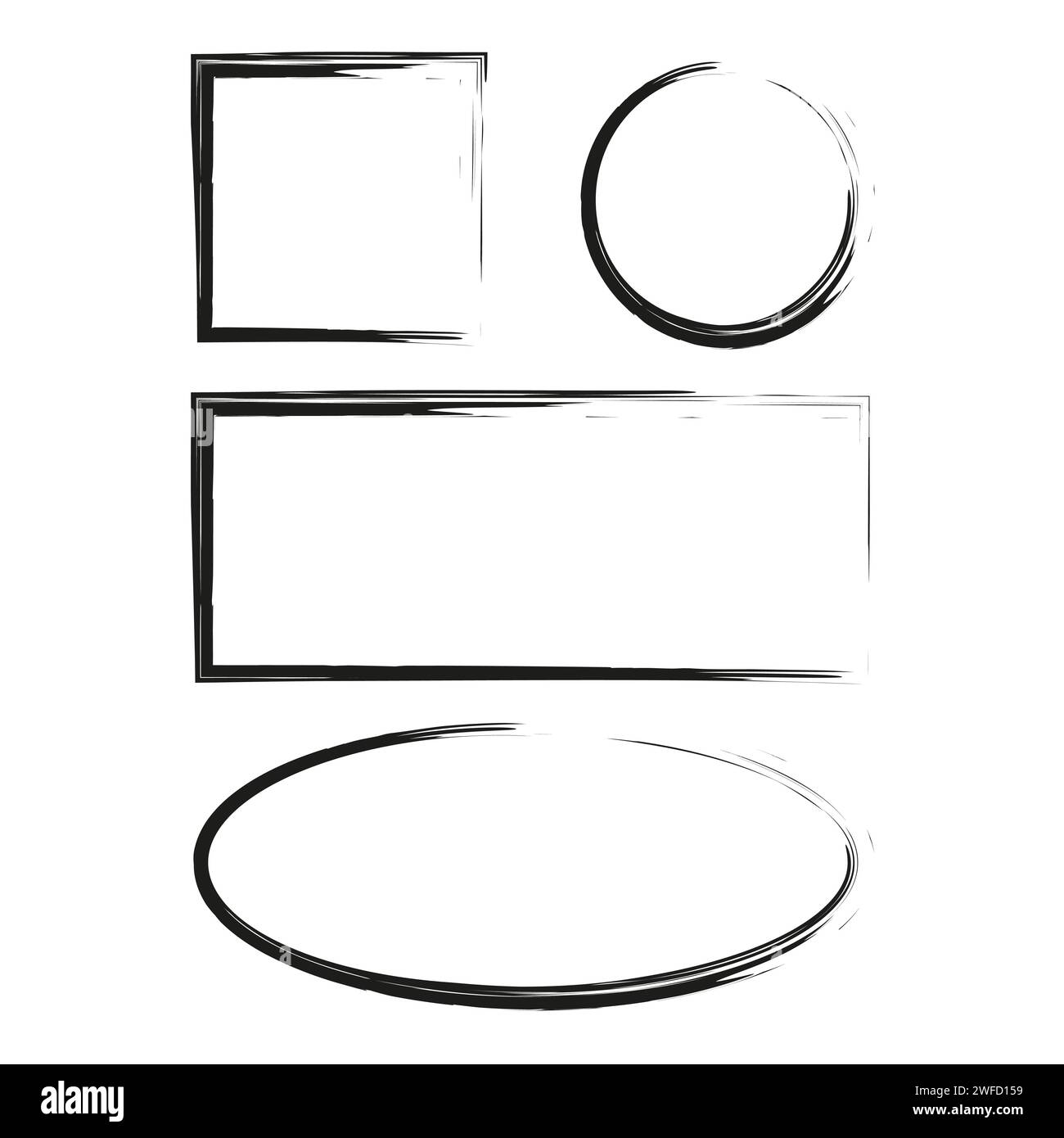 Black ink figure strokes on white background. Ink brush stroke drawing ...