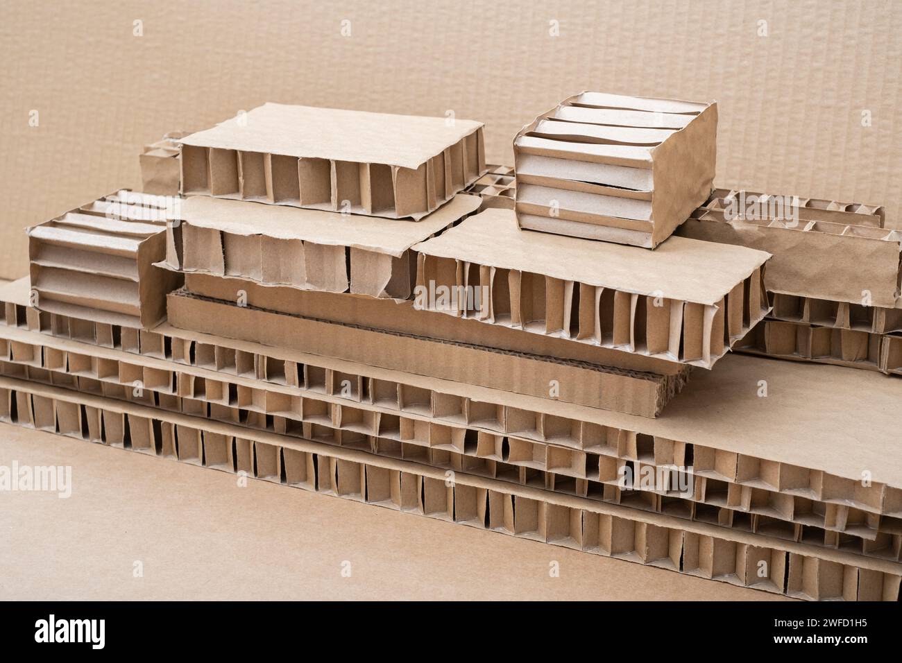 Cardboard packing material. corrugated paper sheets made from cellulose ...