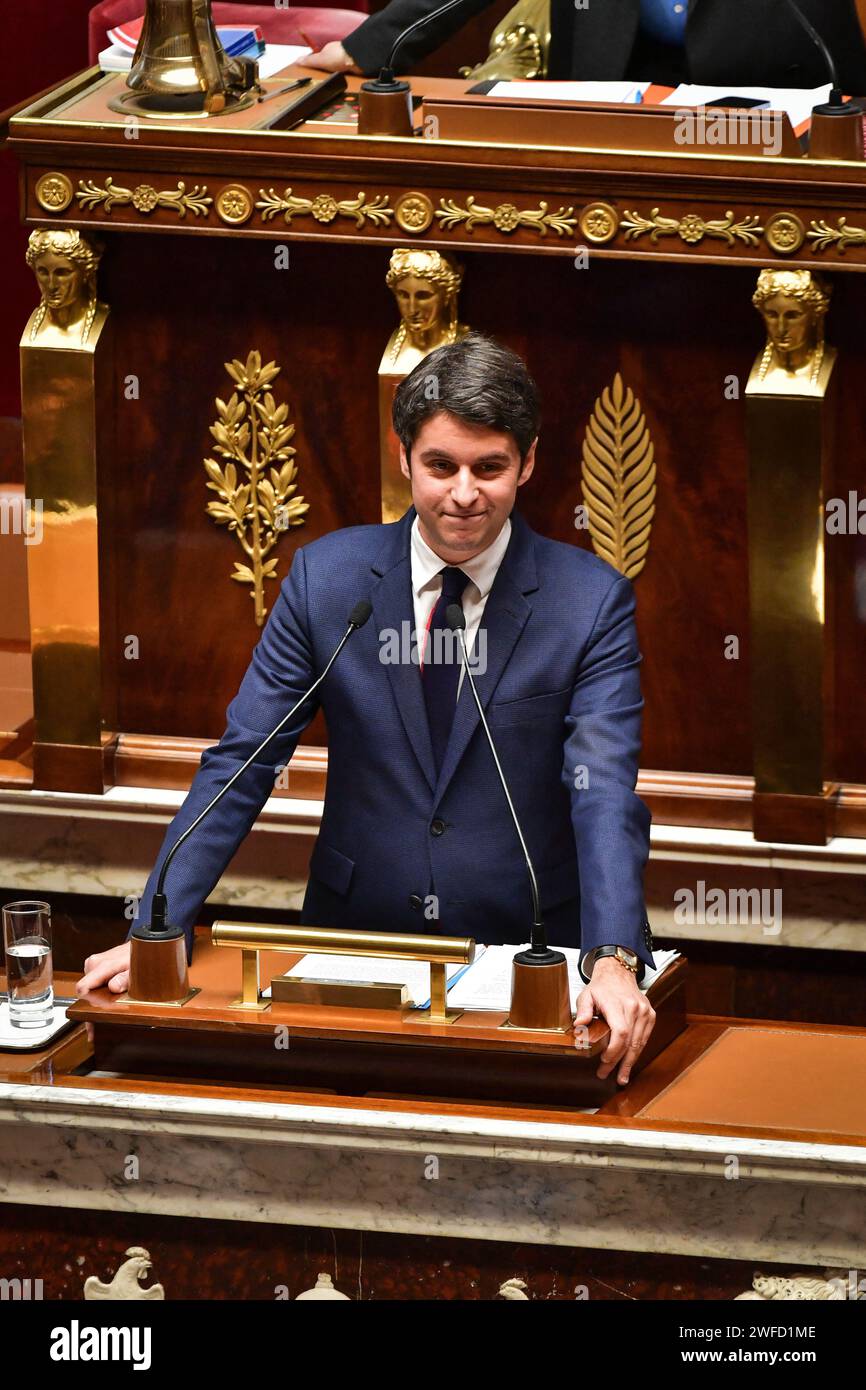 Paris, France. 30th Jan, 2024. French Prime Minister Gabriel Attal ...