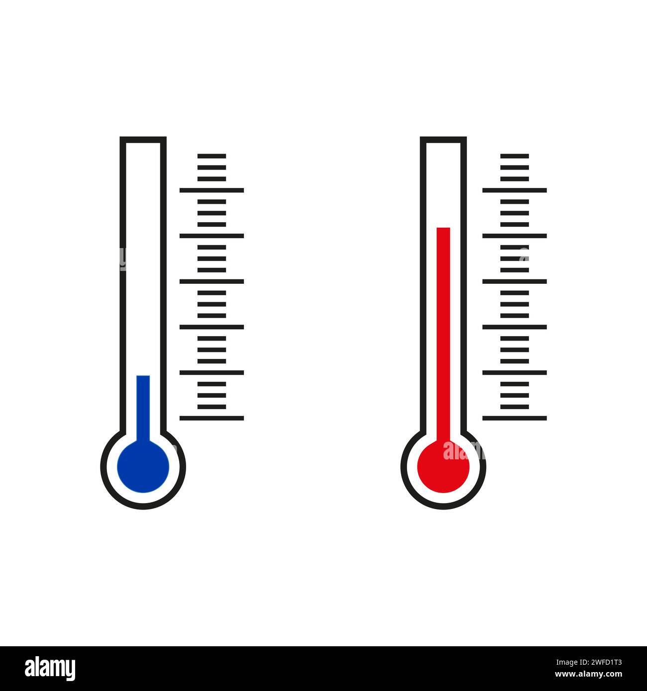 Blue red thermometer. Hot weather symbol. Vector illustration. Stock ...