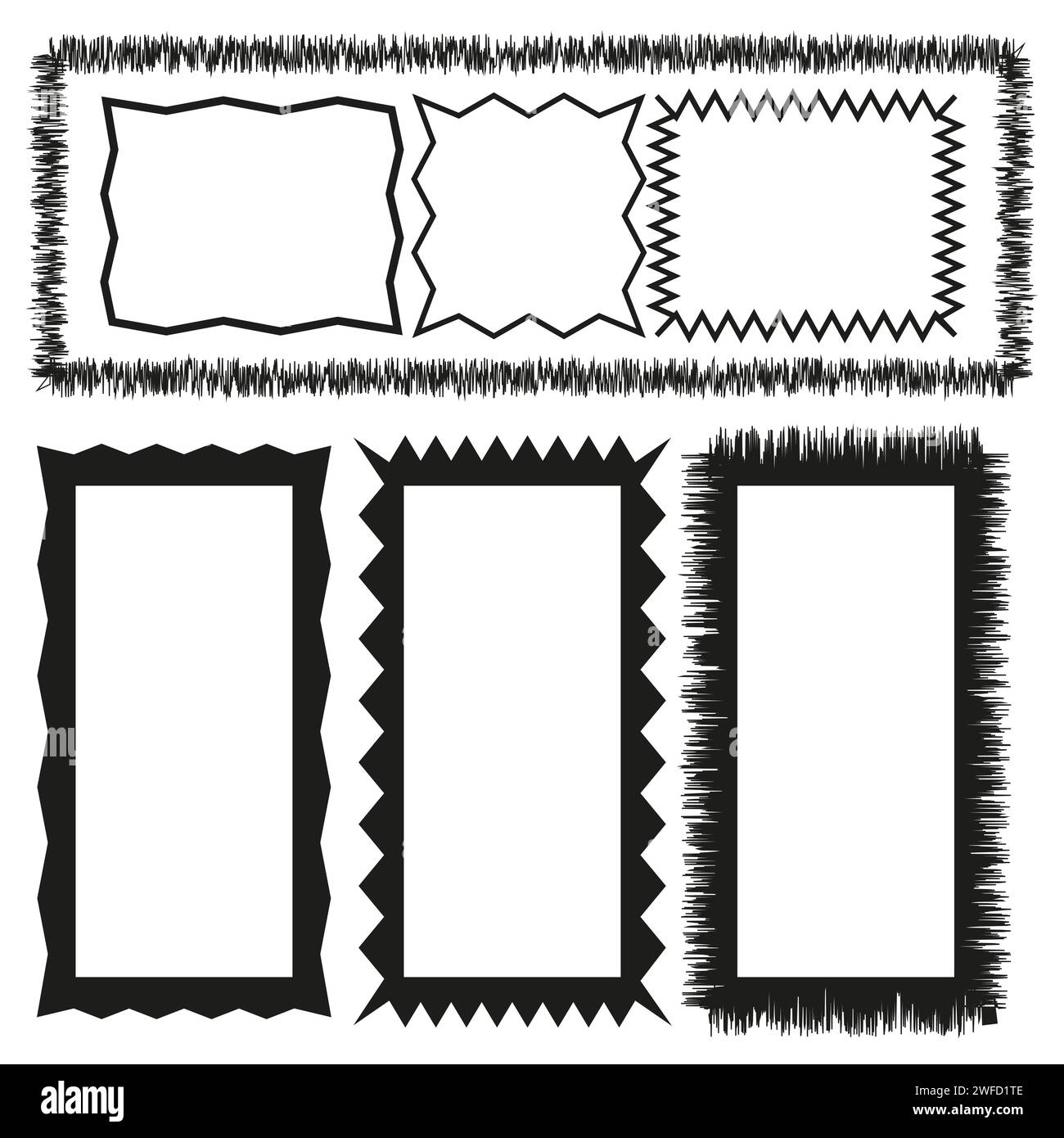 Vintage hand drawn set with black brush frames. Brush texture. Vector ...